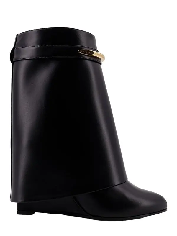 Givenchy Shark Leather Wedge Boots - Black
