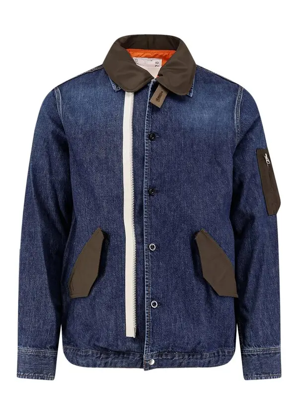 Sacai Denim Jacket With Nylon Inserts - Blue