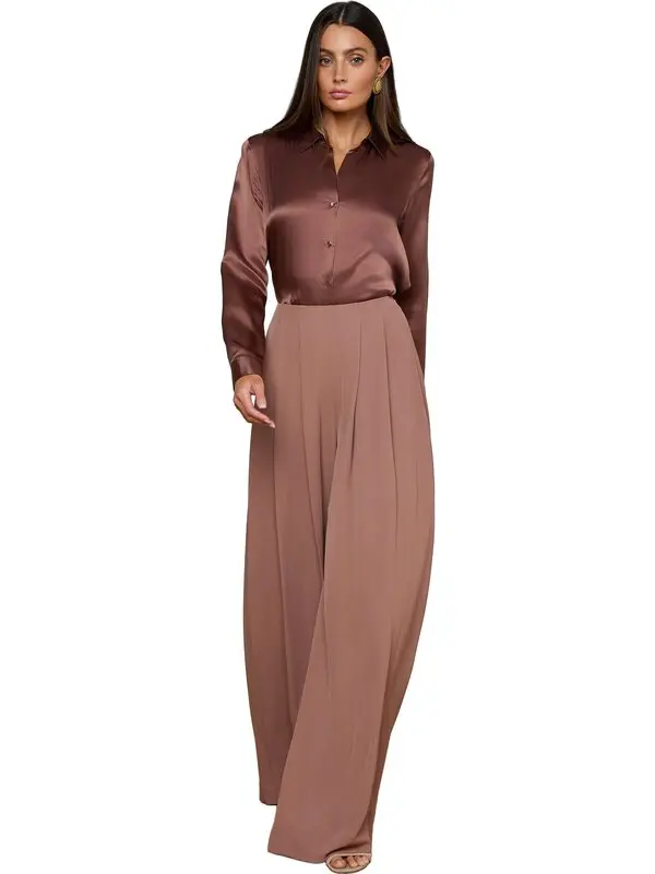 L'Agence Nova Pleated Wide-leg Trousers - Light Mink