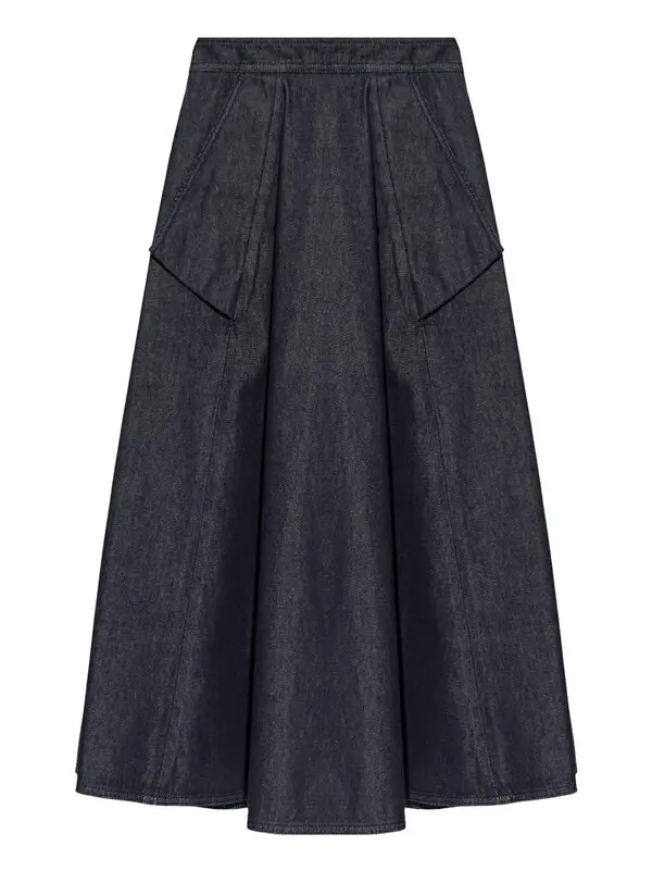 Max Mara Visone Denim Midi Skirt - Navy Blue