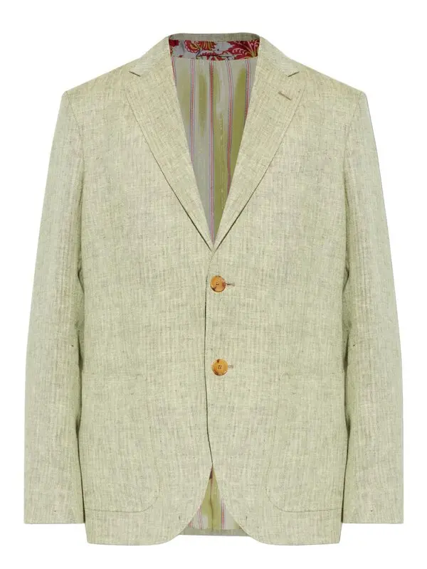 Etro Linen Herringbone Blazer - Green