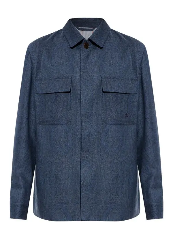 Etro Wool Jacket With Pockets - Blue