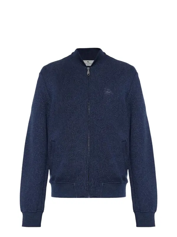 Etro Embroidered Logo Zip Up Sweatshirt - Blue