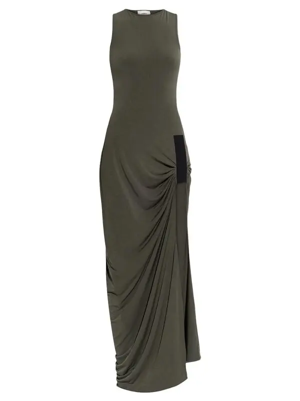 Coperni Sleeveless Maxi Dress With Asymmetrical Draping - Green