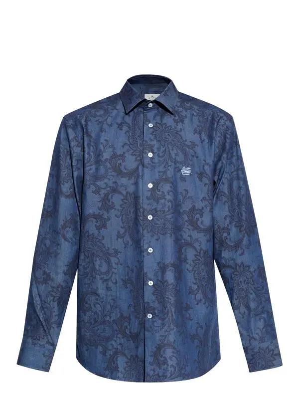 Etro Shirt With Embroidered Logo - Navy Blue