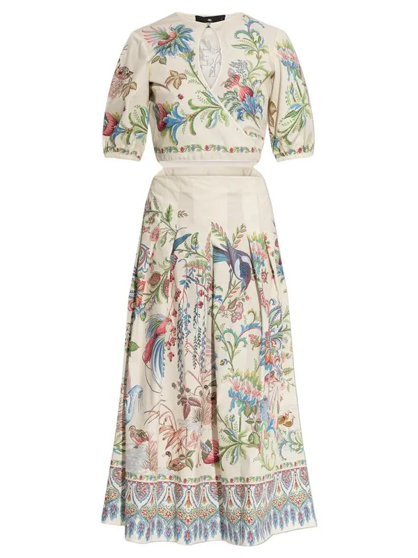 Etro Floral Cotton Midi Dress - Cream