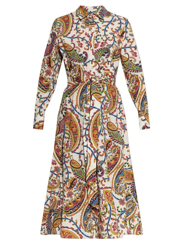 Etro Patterned Midi Dress With Belt - Multicolour