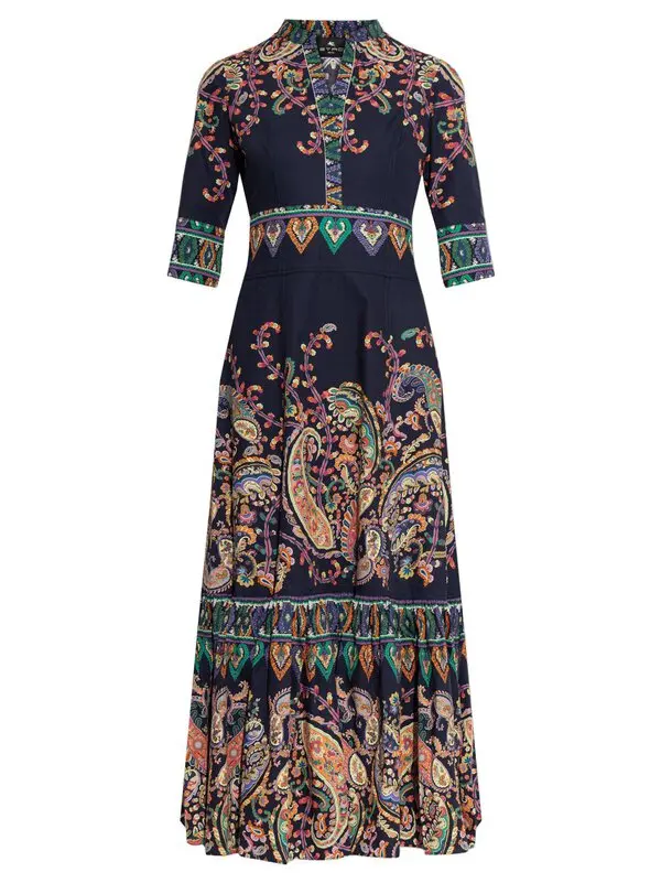 Etro Patterned Maxi Dress - Navy Blue