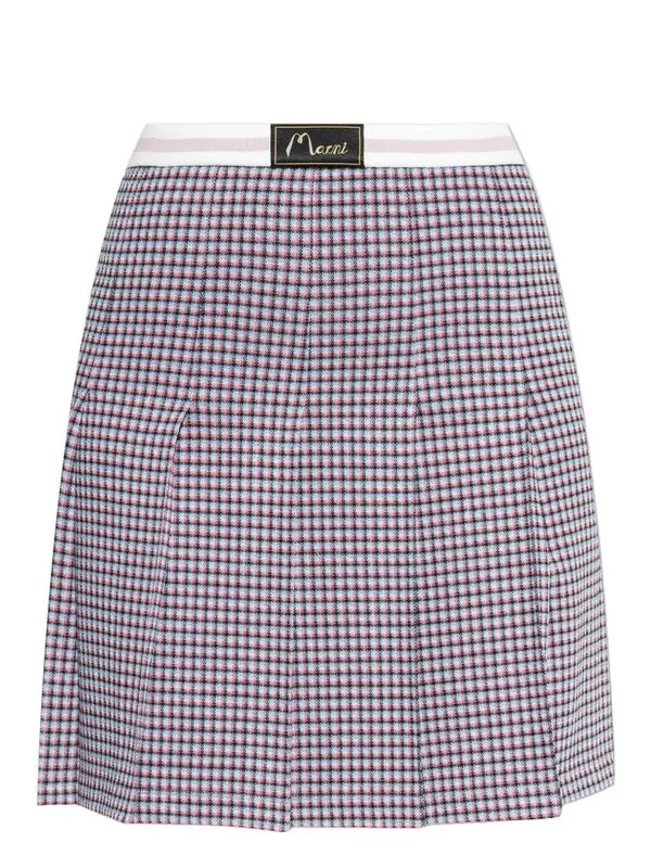 Marni Checked Mini Skirt - Pink