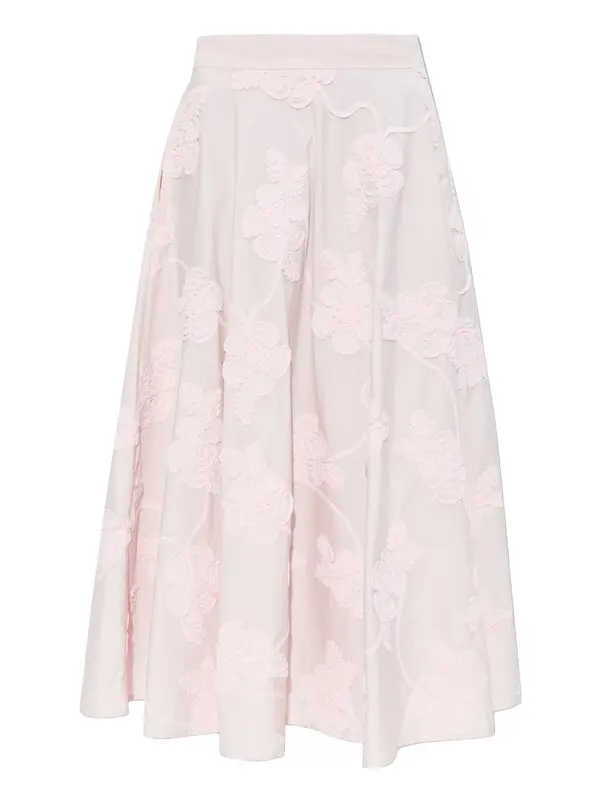 ROTATE BY BIRGER CHRISTENSEN Embroidered Cotton Midi Skirt - Pink