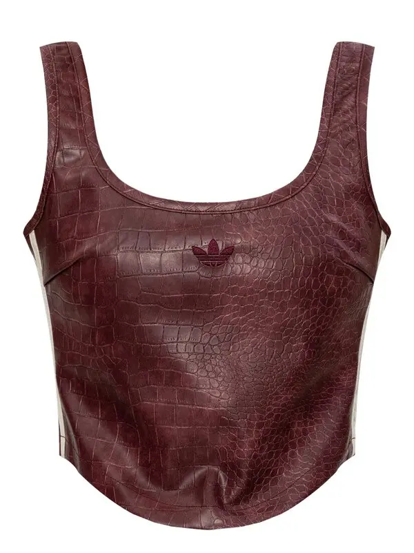 ADIDAS ORIGINALS Sleeveless Crocodile Embossed Top - Burgundy