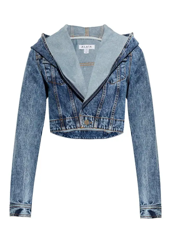 Alaïa Hooded Denim Jacket - Blue