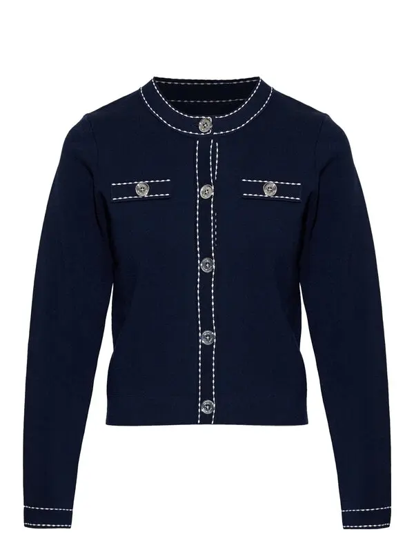 Michael Kors Cardigan With Decorative Stitching - Navy Blue