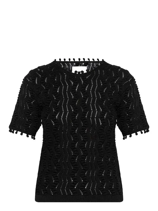 JIL SANDER Lace-patterned T-shirt - Black