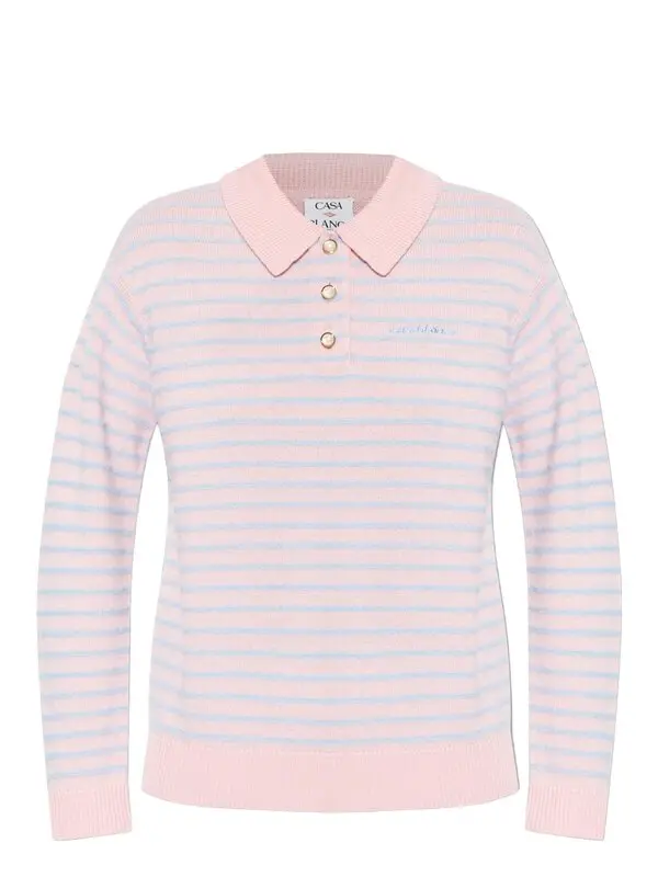 Casablanca Long-sleeved Wool Polo - Pink