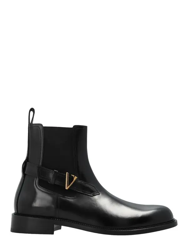 Versace Leather Chelsea Boots - Black