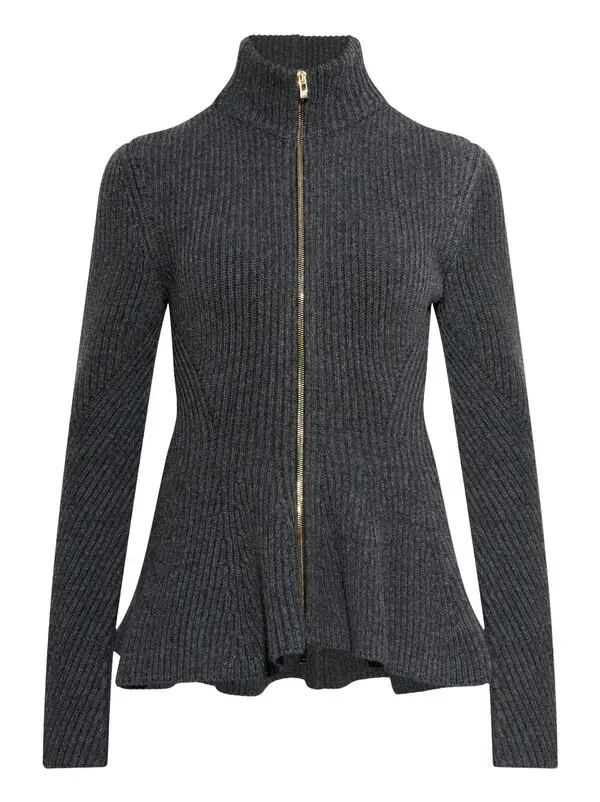 Alaïa Peplum Cardigan - Grey