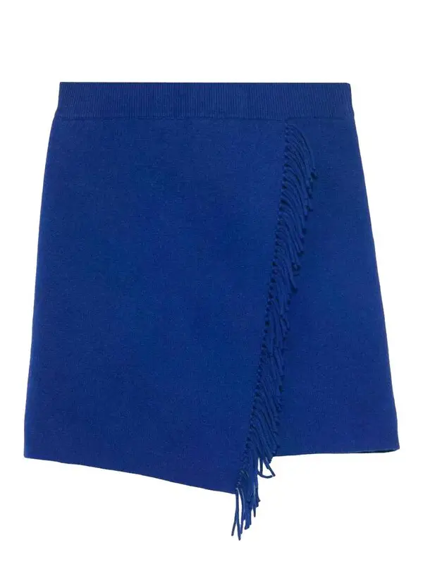 LISA YANG Mette Fringed Asymmetric Mini Skirt - Blue