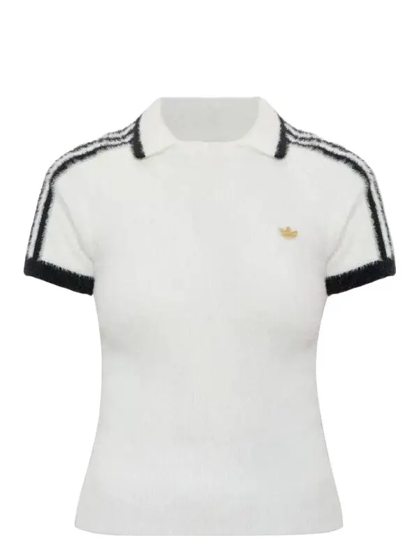 Adidas Stripe Detail Polo Top - White