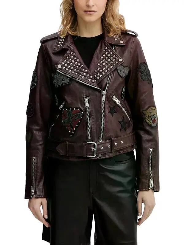 ALLSAINTS College Leather Biker Jacket - Brown