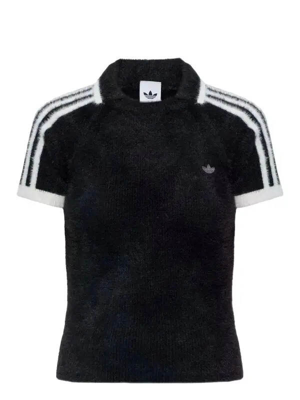 Adidas Cali Three Stripe Polo Top - Black