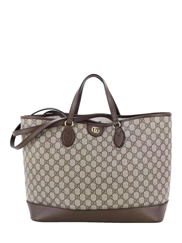 Gucci Ophidia Gg Coated Canvas And Leather Medium Tote Bag - Brown