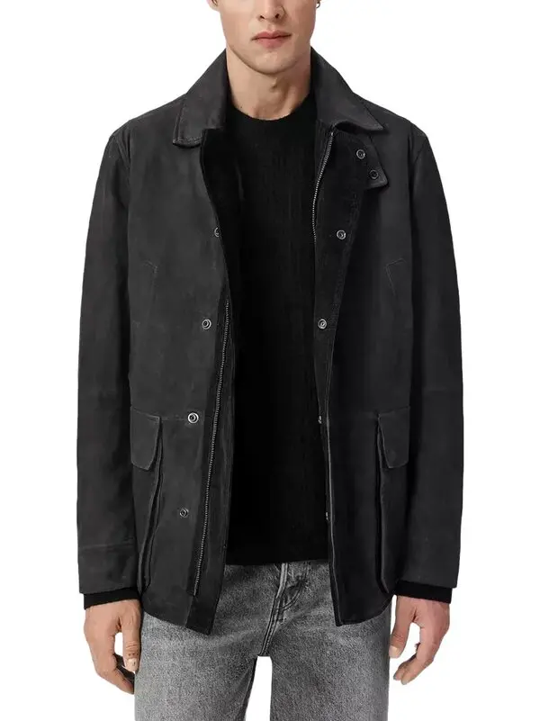 ALLSAINTS Bolton Waxed Suede Coat - Black
