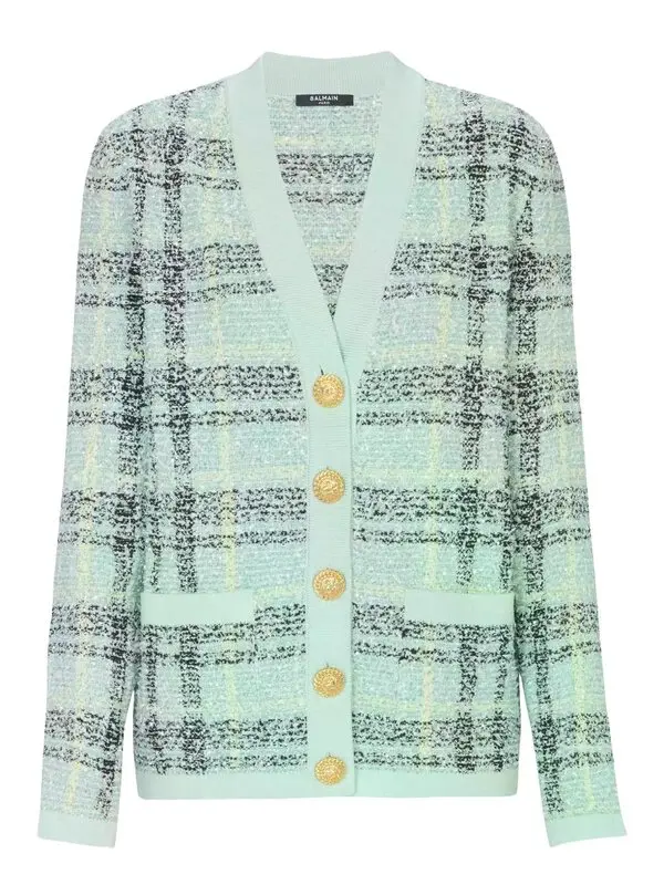 Balmain Glittered Tweed Cardigan - Green