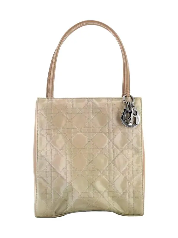 Dior Vintage Lady Cannage Quilt Nylon Medium Satchel - Neutrals