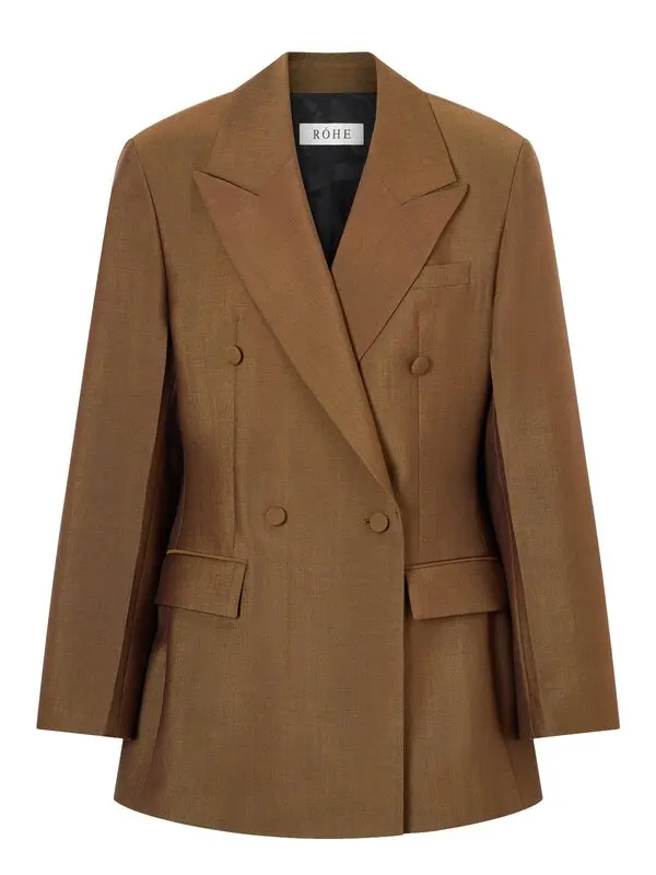 RÓHE Double-breasted Wool And Mohair-blend Blazer - Brown