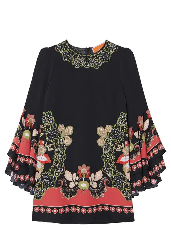 La DoubleJ Friday Ruffled Printed Mini Dress - Black