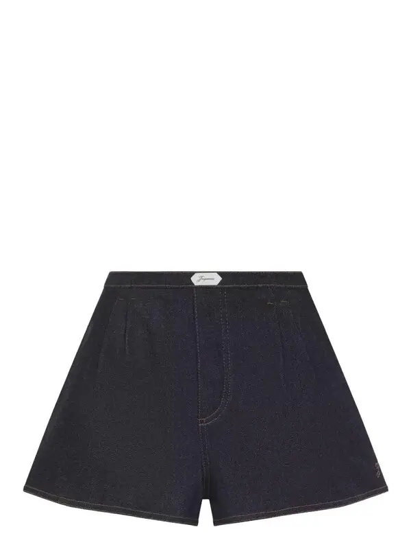 Jacquemus Pleated Cotton Shorts - Blue
