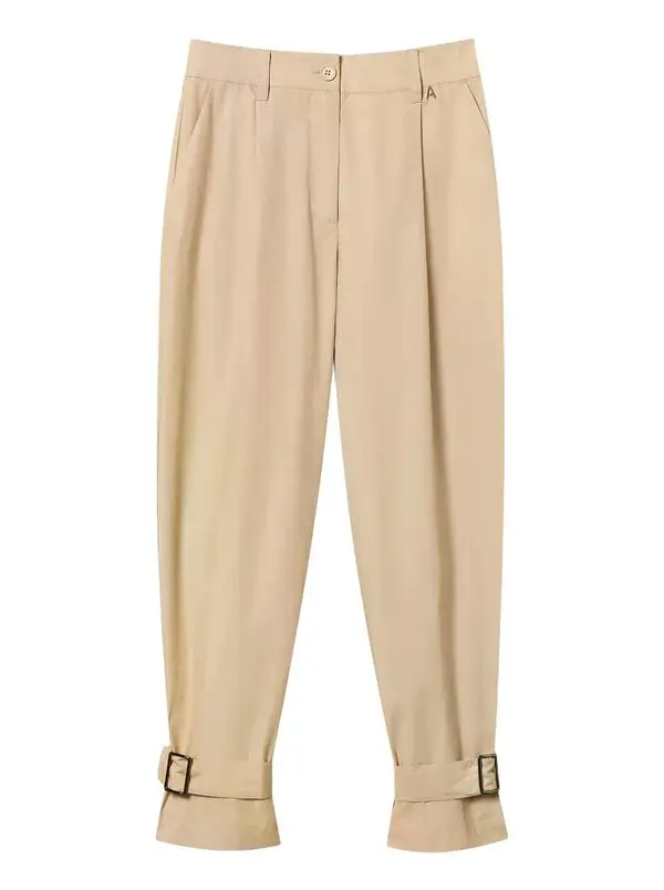 TWINSET Tailored Trousers With Buckled Straps - Neutrals