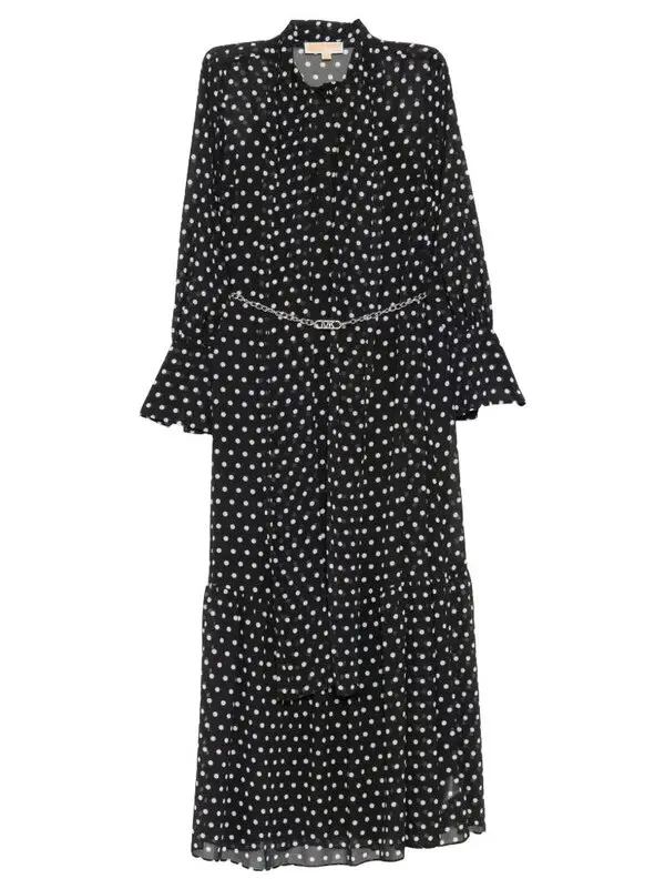Michael Kors Polka-dot Bow Maxi Dress - Black