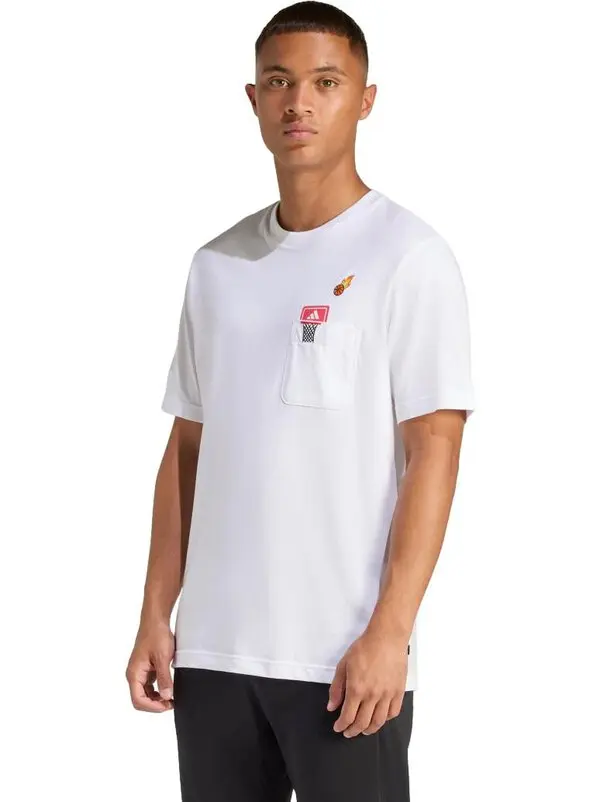 Adidas Mini Embroidery Basketball Graphic T-shirt - White