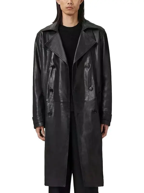 ALLSAINTS Kellett Leather Trench Coat - Black