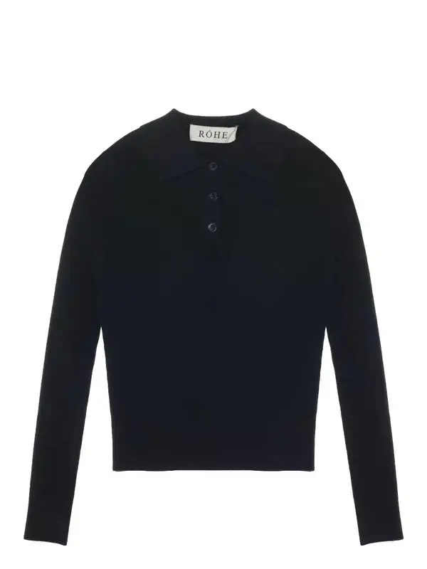 RÓHE Long-sleeve Polo Shirt - Black