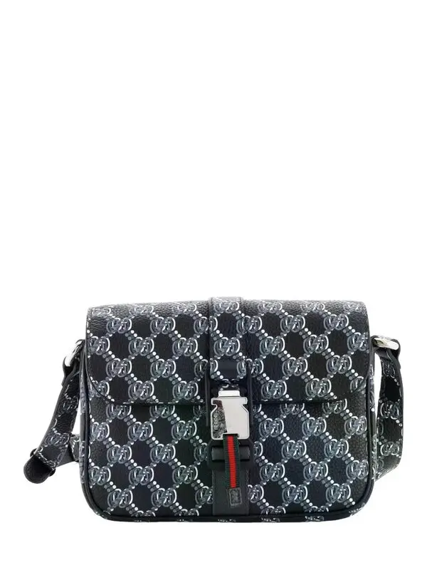 Gucci Front Buckle Gg Shadow Coated Canvas Mini Crossbody Bag - Black