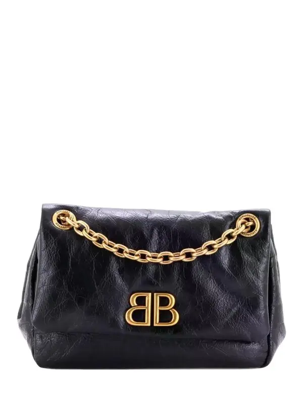 Balenciaga Monaco Chain Flap Mini Shoulder Bag - Black