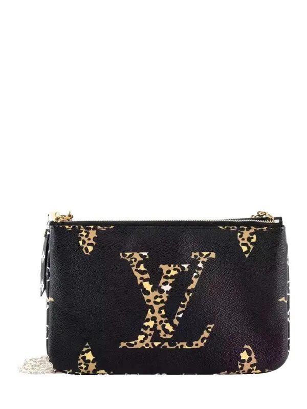 LOUIS VUITTON Double Zip Pochette Limited Edition Jungle Monogram Giant - Black