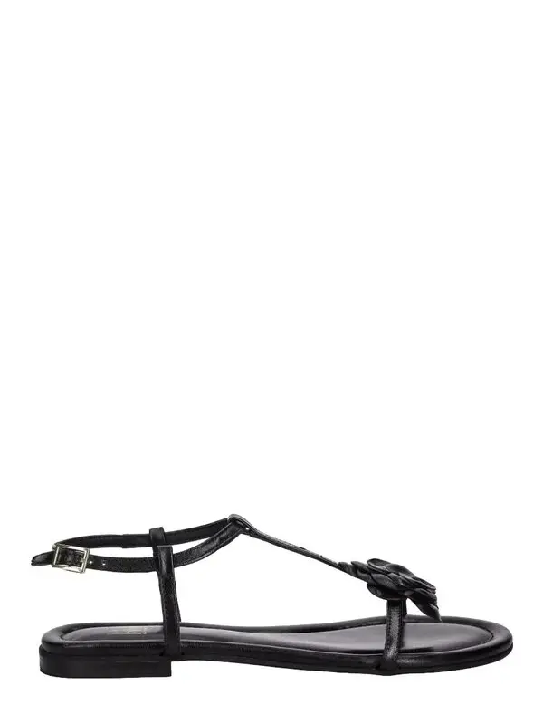 BILLI BI Flower Detail T-strap Sandals - Black