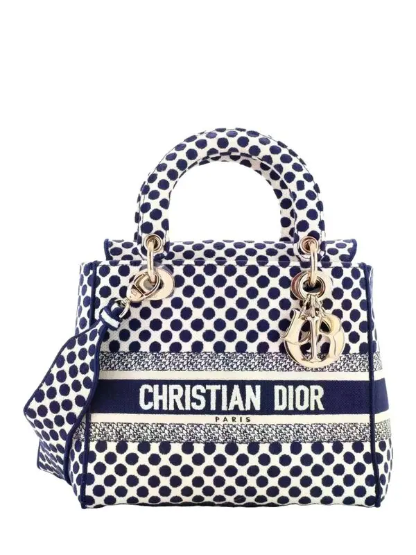 Dior Dioramour Lady D-lite Medium Satchel Printed Canvas - Blue