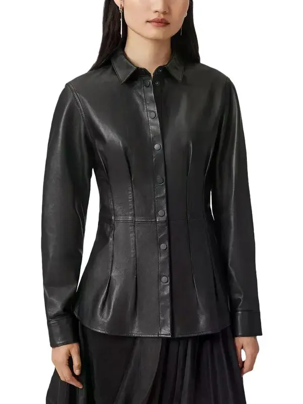 ALLSAINTS Larson Leather Shirt - Black