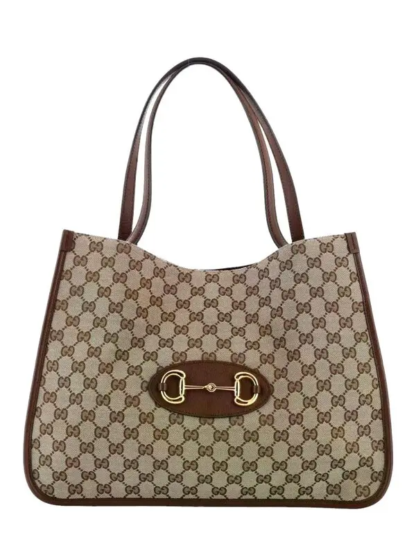 Gucci Horsebit 1955 Gg Canvas Medium Tote Bag - Brown