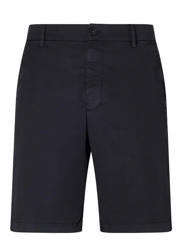 Canali Straight-leg Stretch Cotton-blend Shorts - Blue