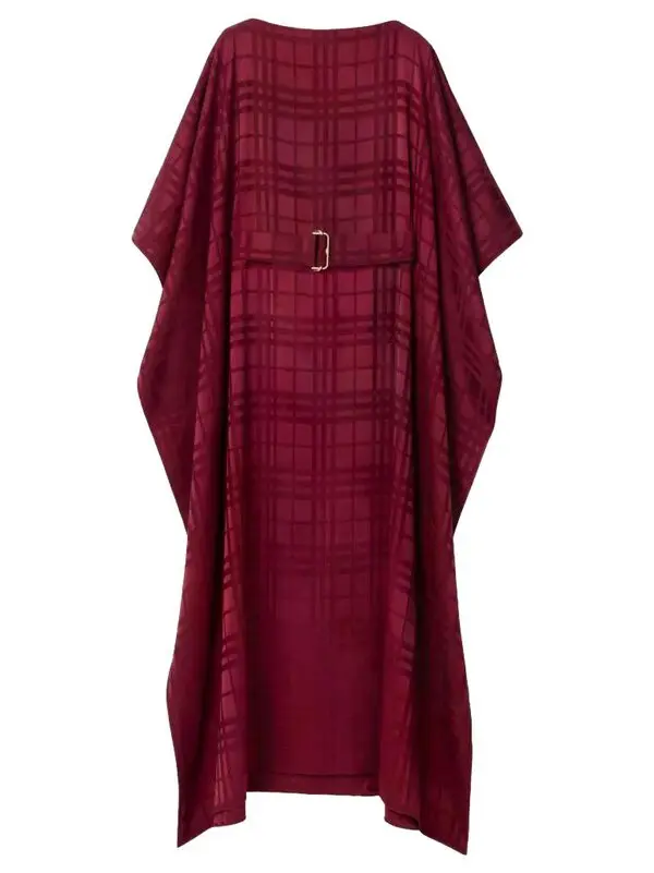 Burberry Check Buckle Silk Maxi Dress - Red