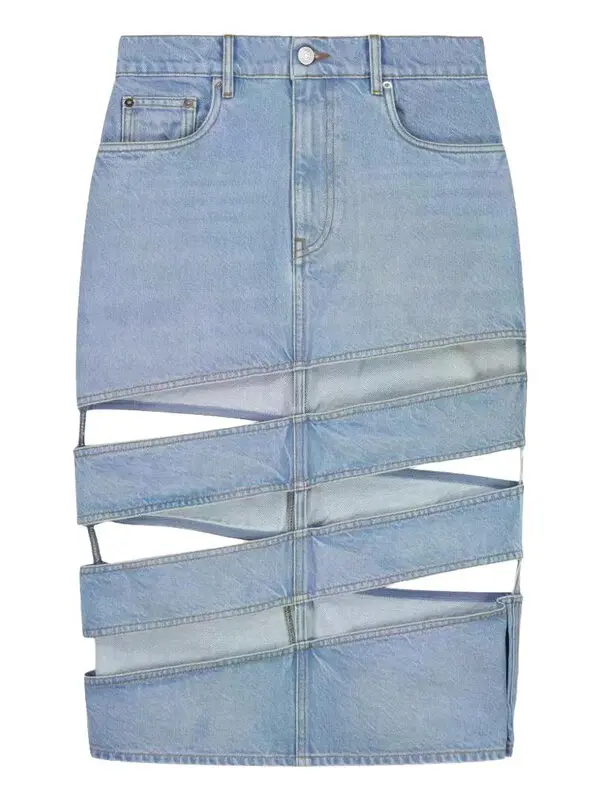 Coperni Spiral Midi Denim Skirt - Blue