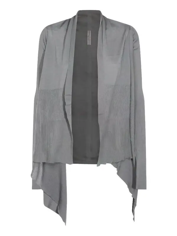 Rick Owens Ribbed Knit Asymmetric Cardigan - Grey