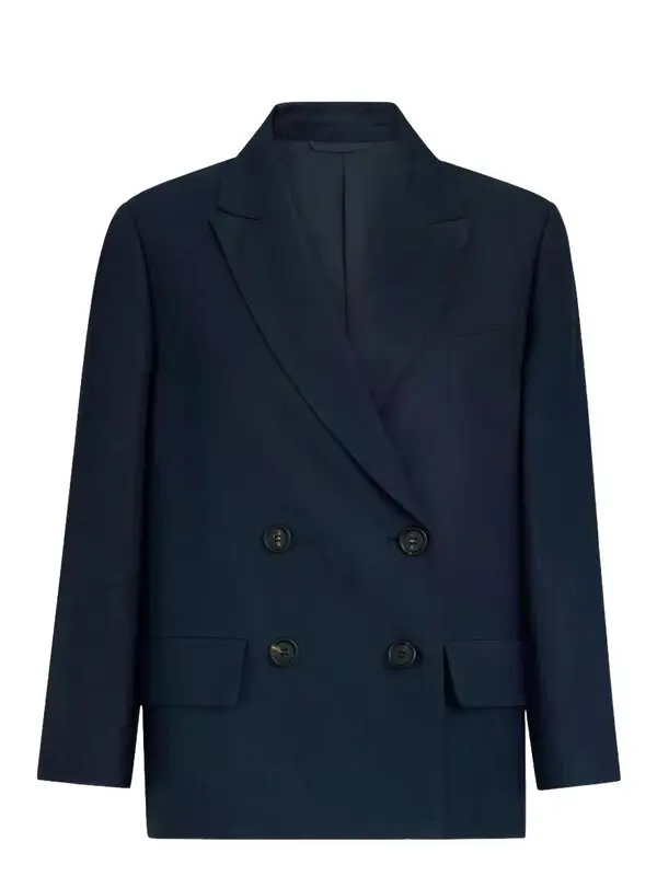 Brunello Cucinelli Double-breasted Blazer With Monili Detail - Blue