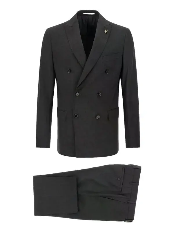 Pal Zileri Lord Double-breasted Brooch-detail Suit - Grey